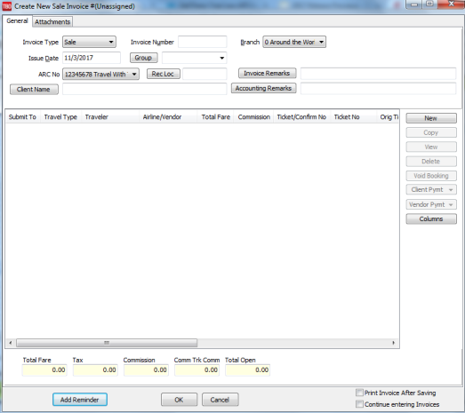 Enter New Invoices in Trams Back Office